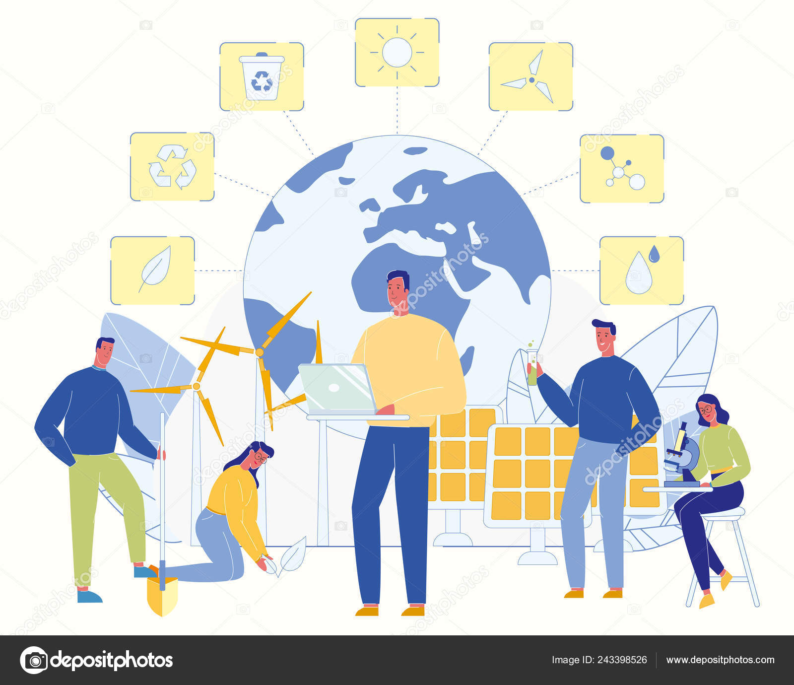 Green Engineering Eco Friendly Alternative Energy. Stock Illustration ...