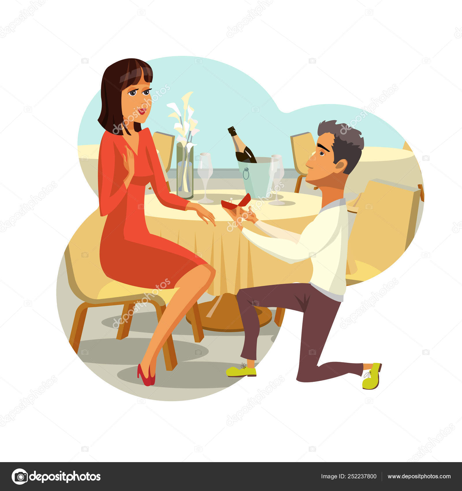 Marriage Proposal, Engagement Vector Drawing Stock Vector Image by ...
