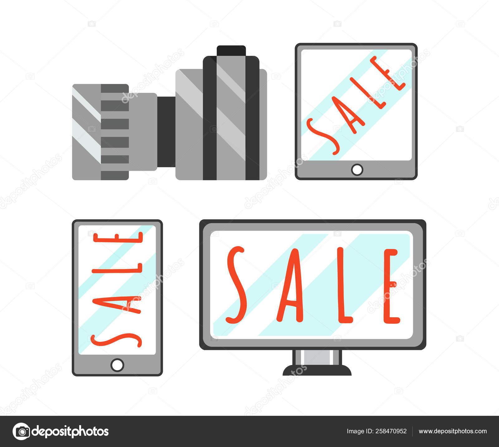 Devices and Gadgets Sale Vector Illustrations Set Stock Vector by ...