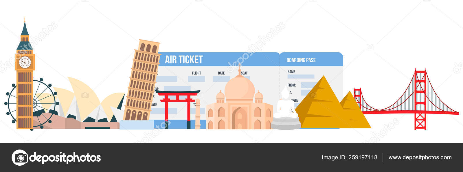 World Famous Landmarks Vector Design Elements Stock Vector Image by ...