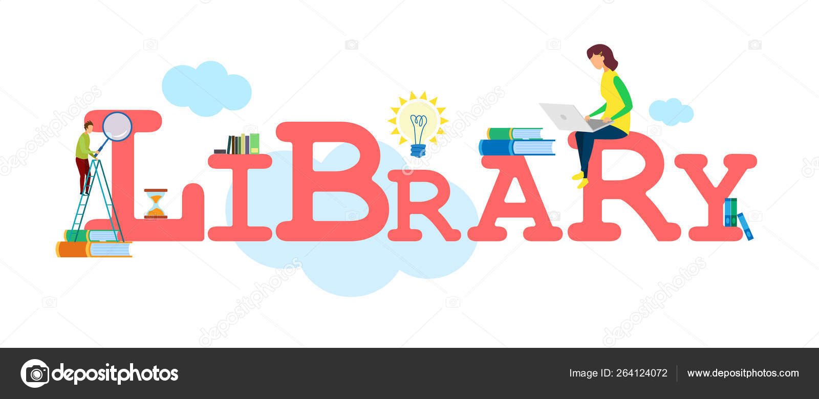 Library Books Collection Banner Vector Template Stock Vector Image by ...