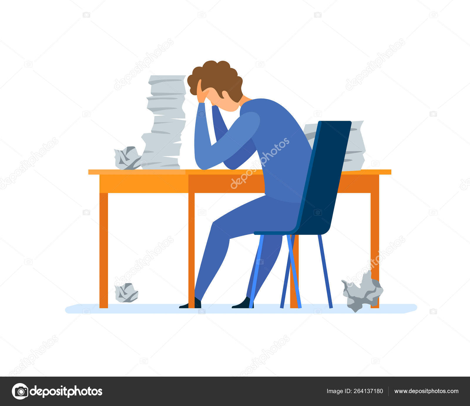Overwork, Office Routine Flat Vector Illustration Stock Vector by ...