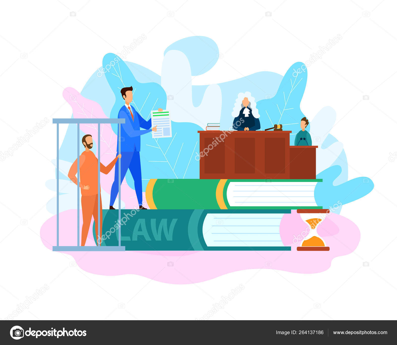 Courtroom Trial Process, Judgement Illustration Stock Vector Image by ...