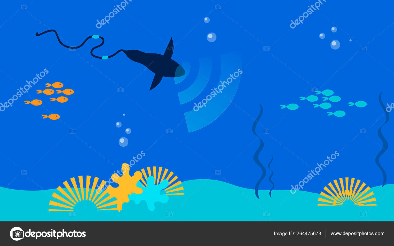 Underwater Communication Tools Flat Illustration Stock Vector Image by ...