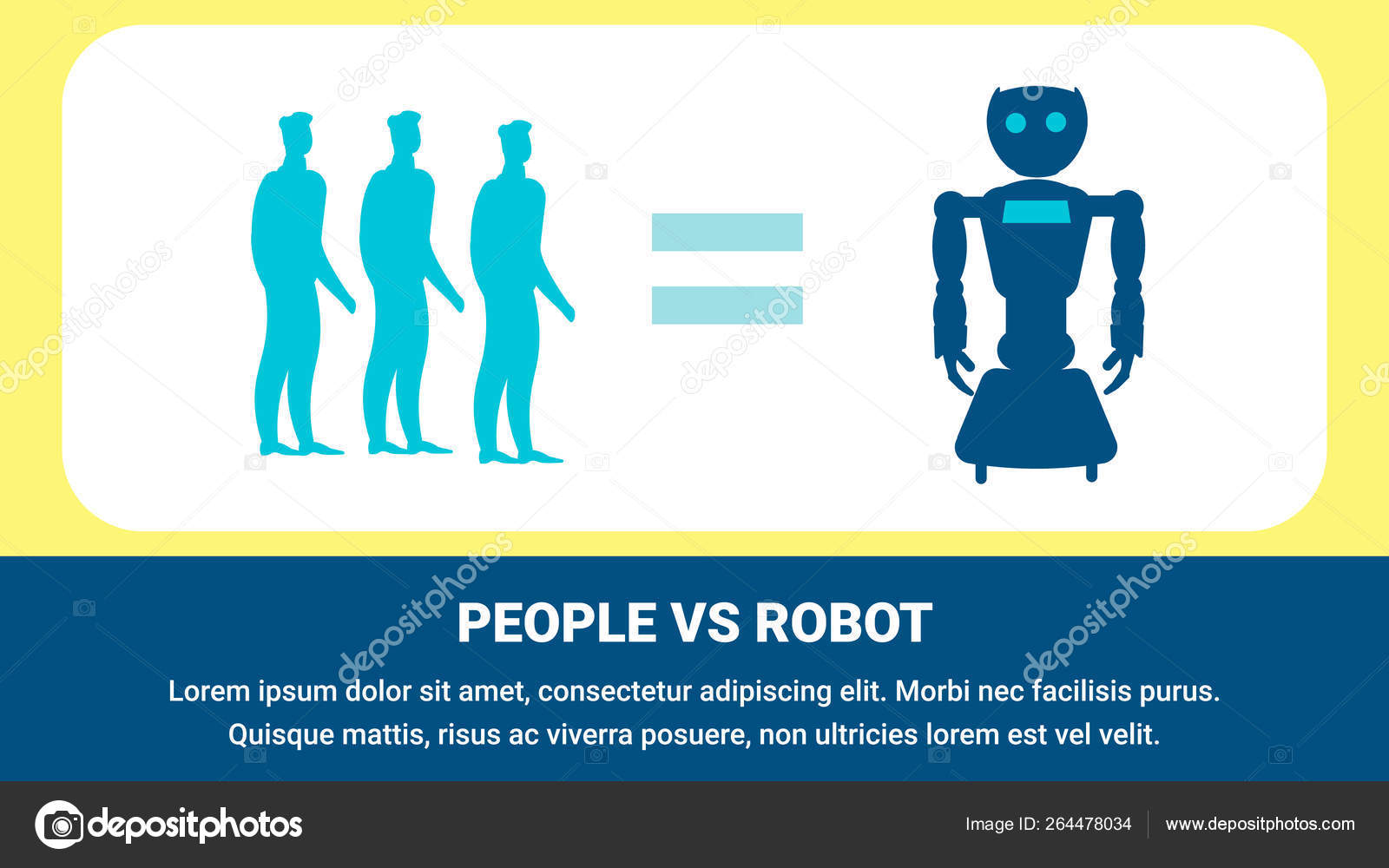 Robot Replacing Human Workers Flat Banner Template Stock Vector by ...