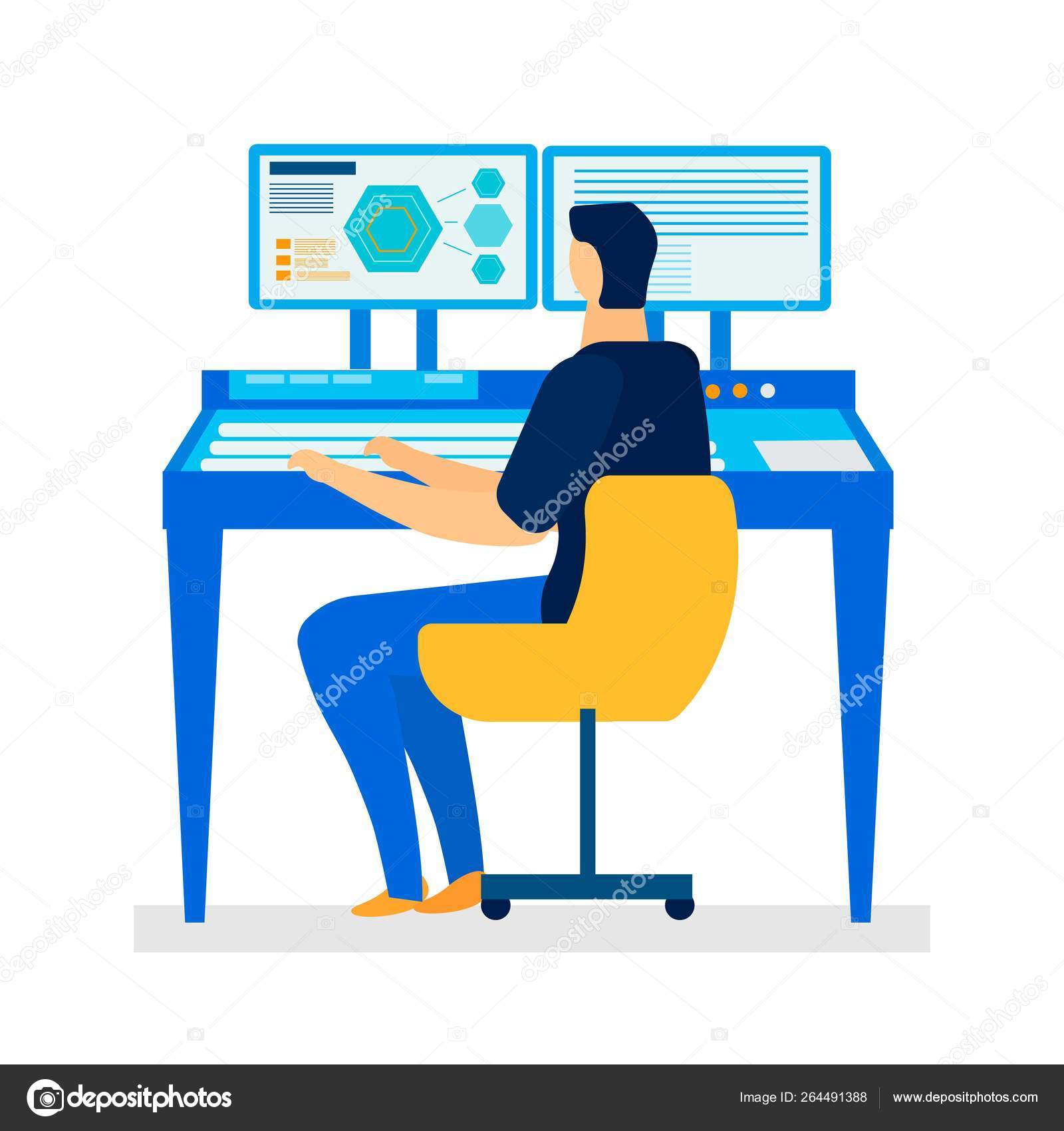 Computer Assisted Design Flat Vector Illustration Stock Vector by ...