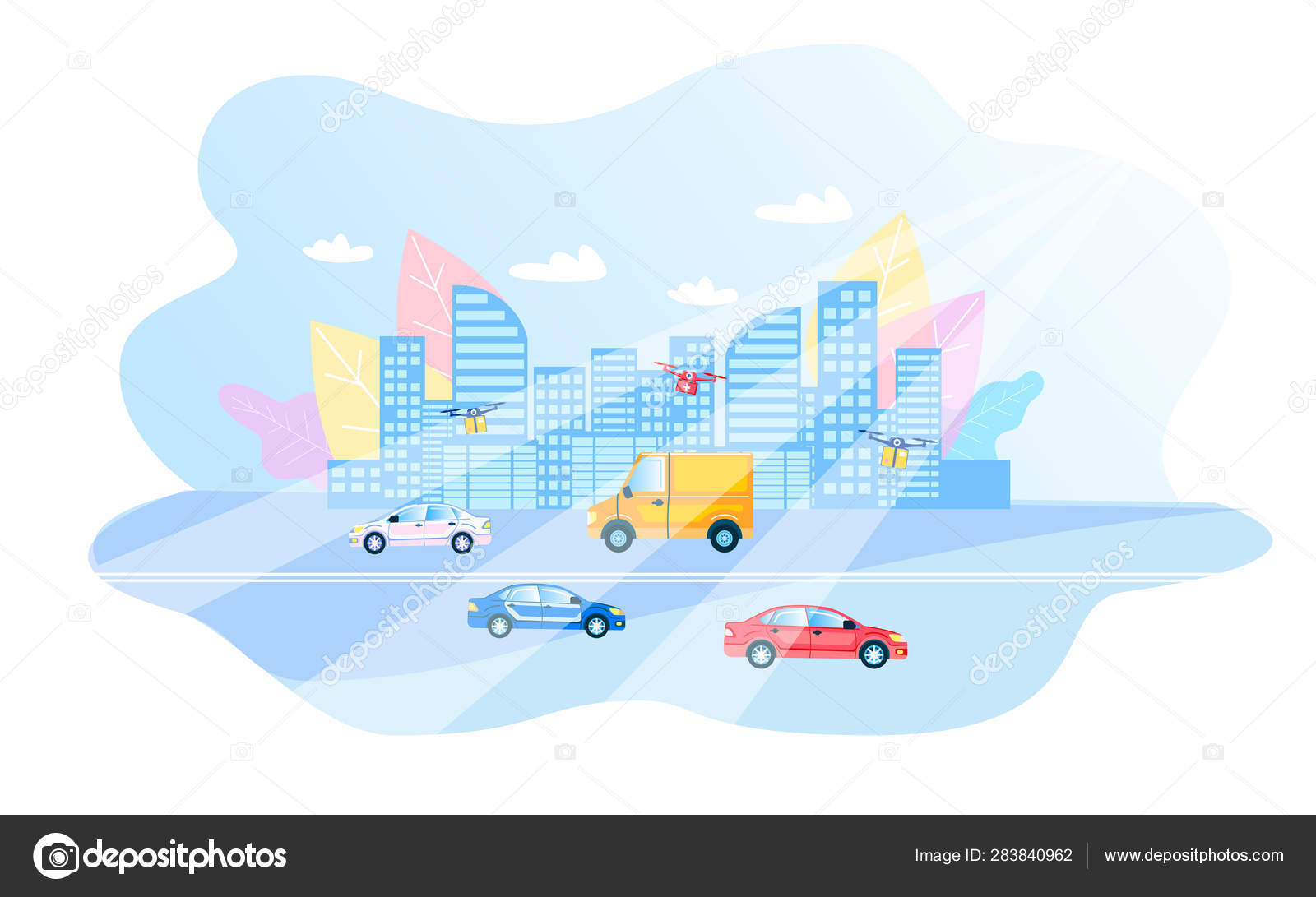 Modern Smart City Daily Routing Flat Illustration Stock Vector Image by ...
