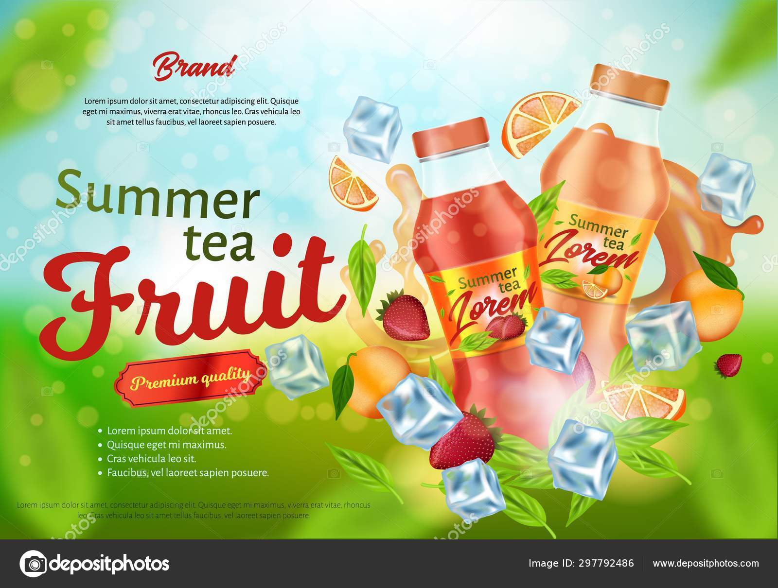 Summer Fruit Tea Advertising Poster Design, Banner Stock Vector by ...