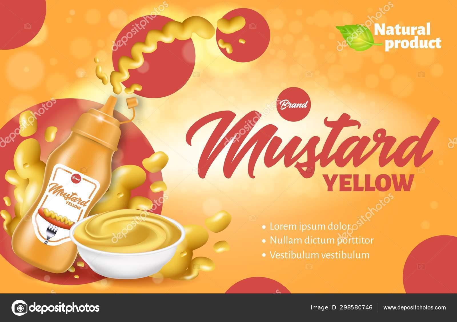 Mustard Bottle and Plate with Product Ad Banner Stock Vector Image by ...