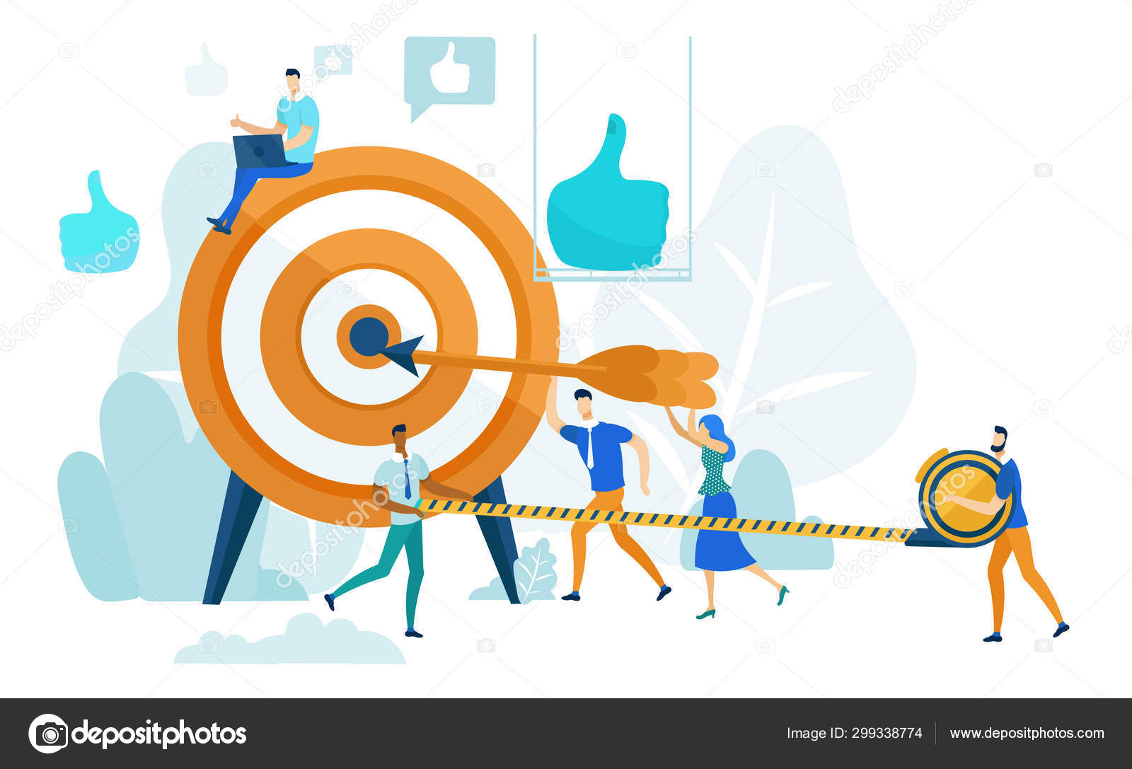 Hitting Target, Leadership and Teamwork Concept. Stock Vector by ...