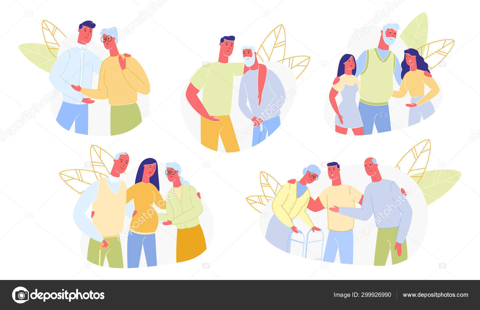 Set Different Generations Family Cartoon Flat. Stock Vector Image by ...