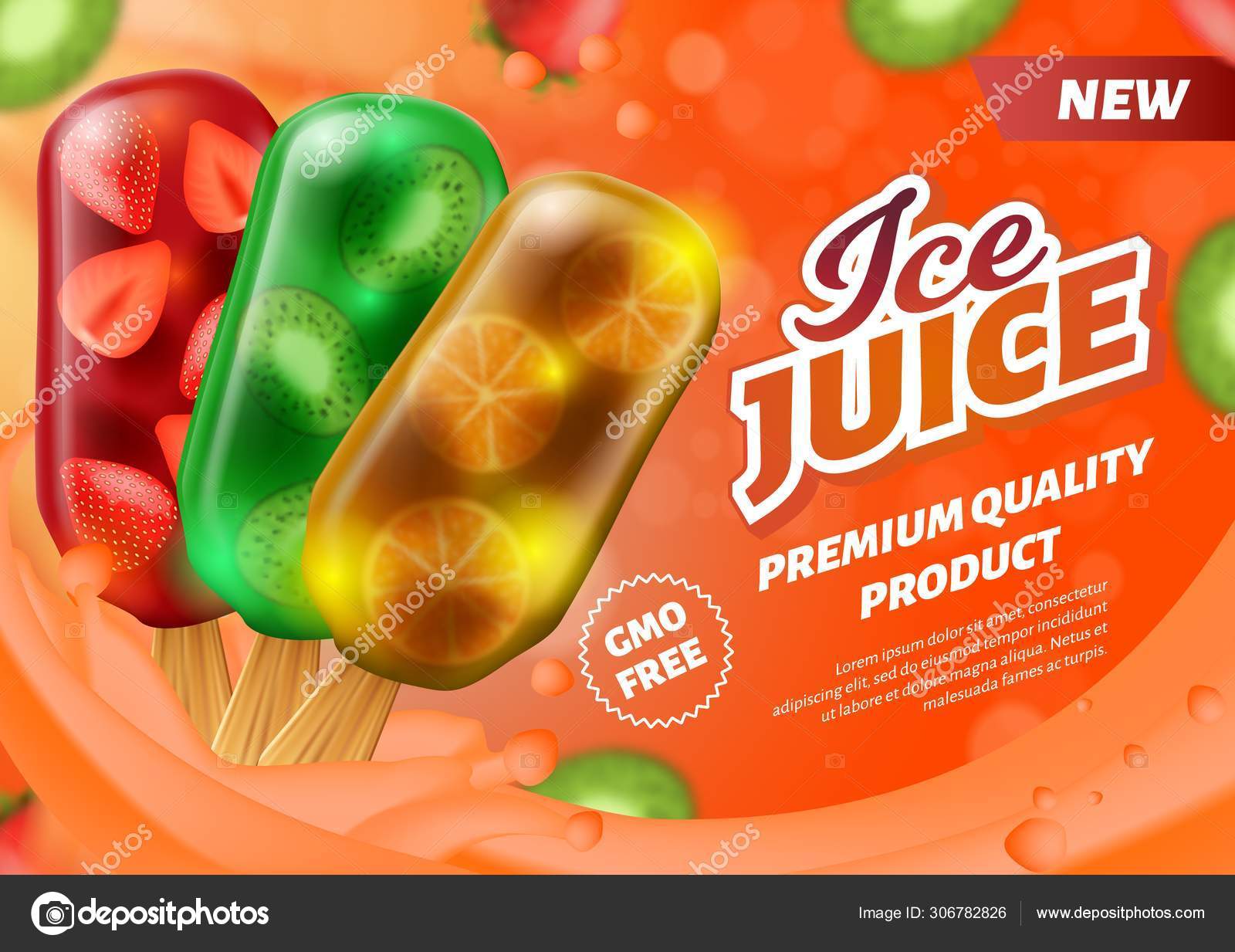 Banner Advertising Ice Juice on Stick Popsicle Stock Vector by ©unitone ...