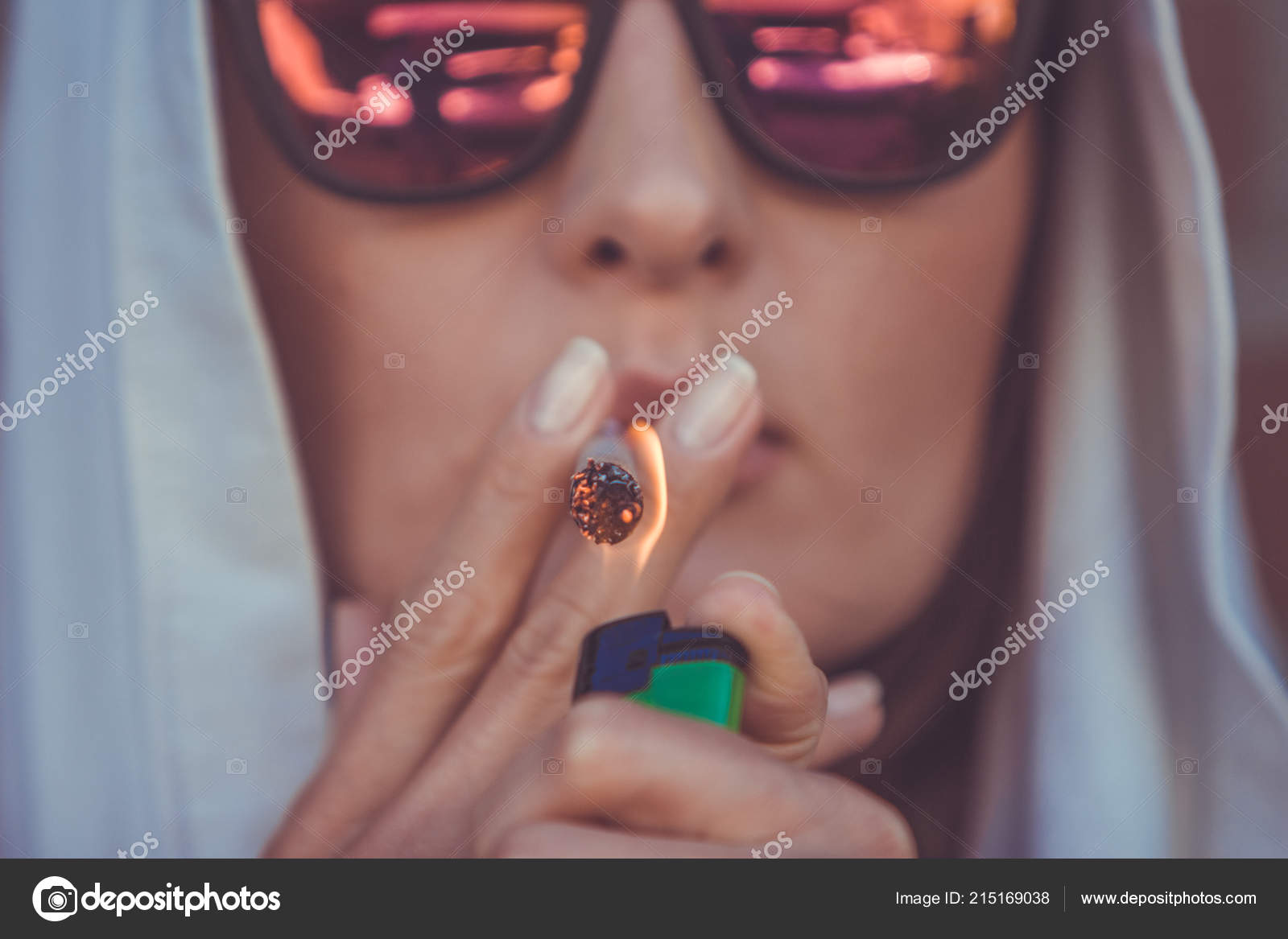Young Woman Smoking Marijuana Joint Medical Marijuana Use Legalization Cannabis — Stock Photo ...