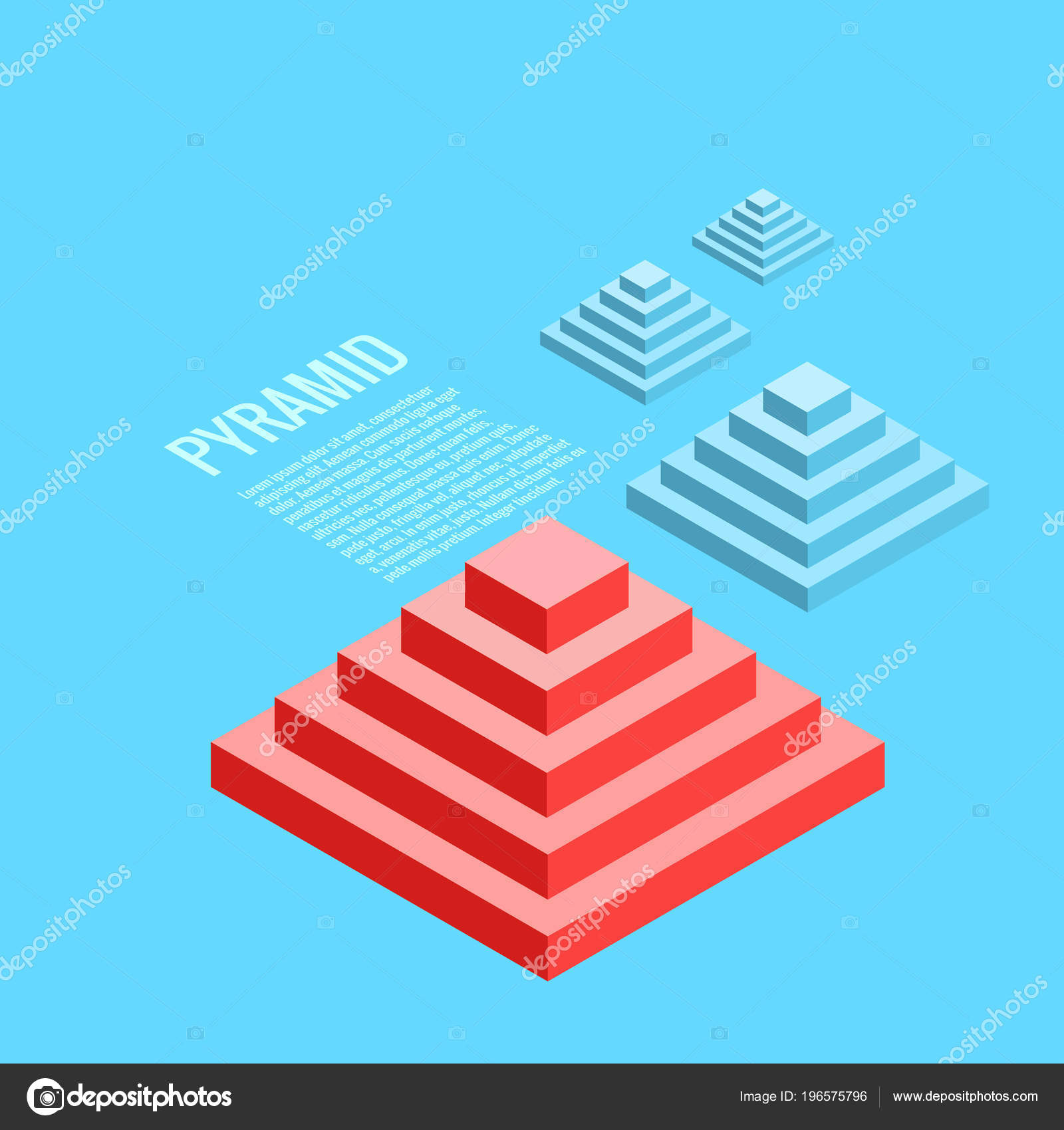 Composition Pyramids Blue Background Isometric Image Stock Vector Image ...