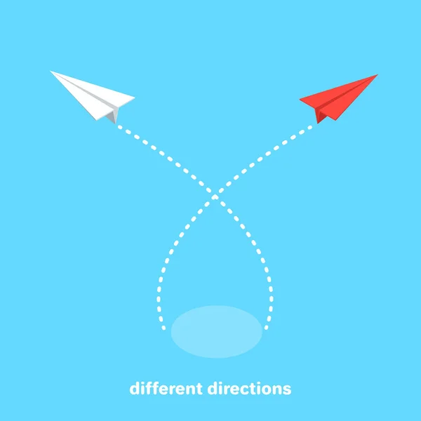 Red Paper Airplane Flies Direction Group Other Airplanes Isometric ...