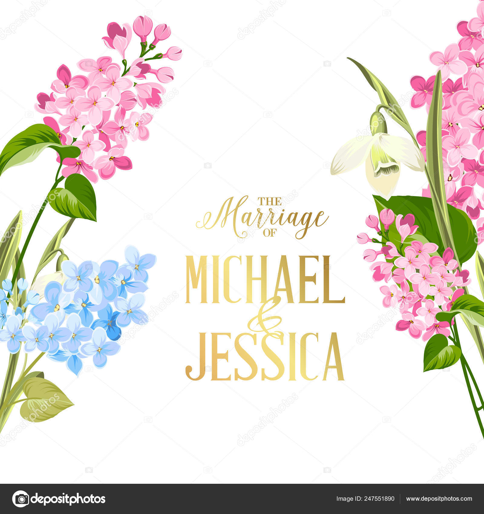 Marriage invitation card. Wedding invitation with spring flowers ...