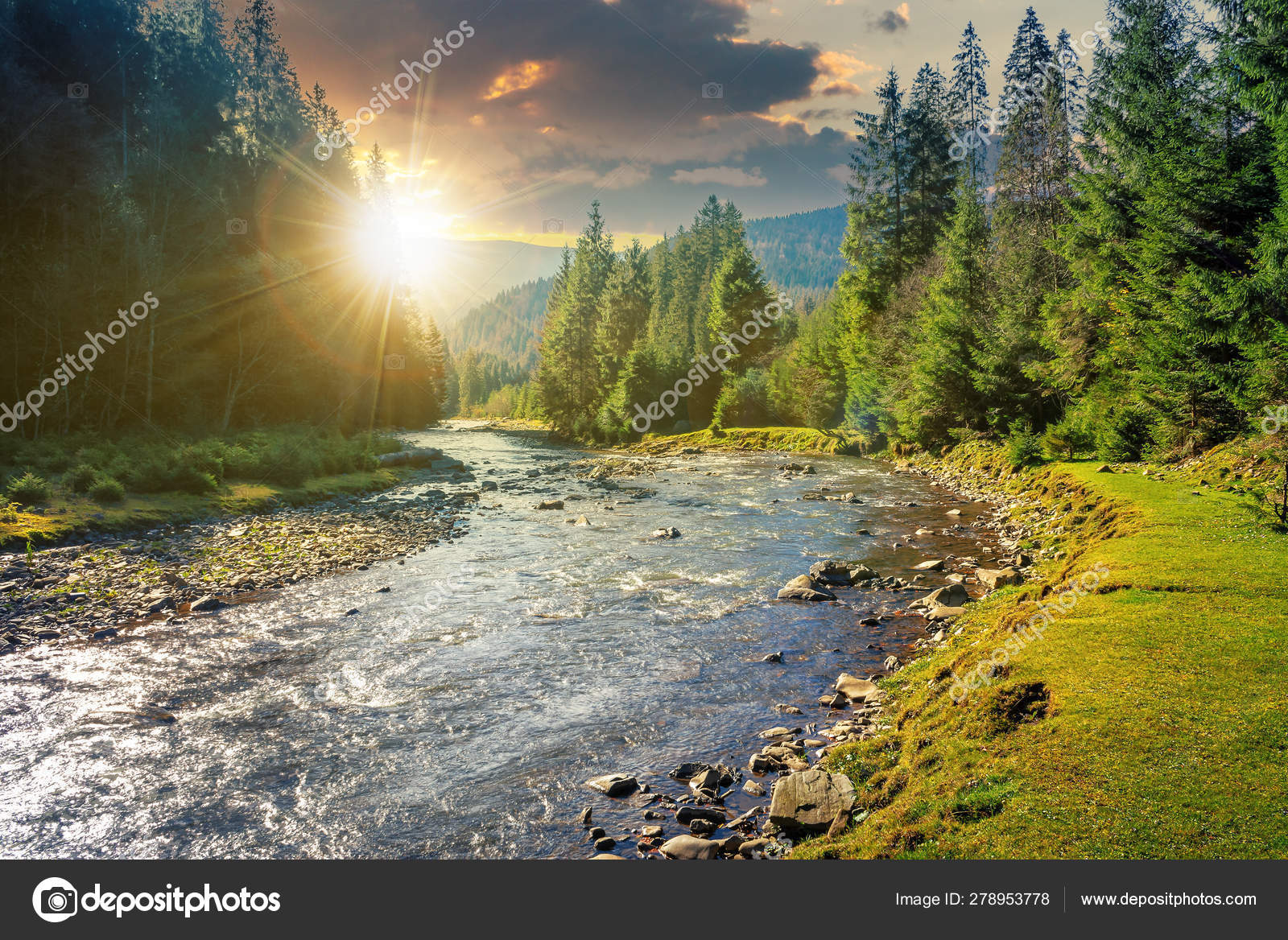 Mountain River Sunset