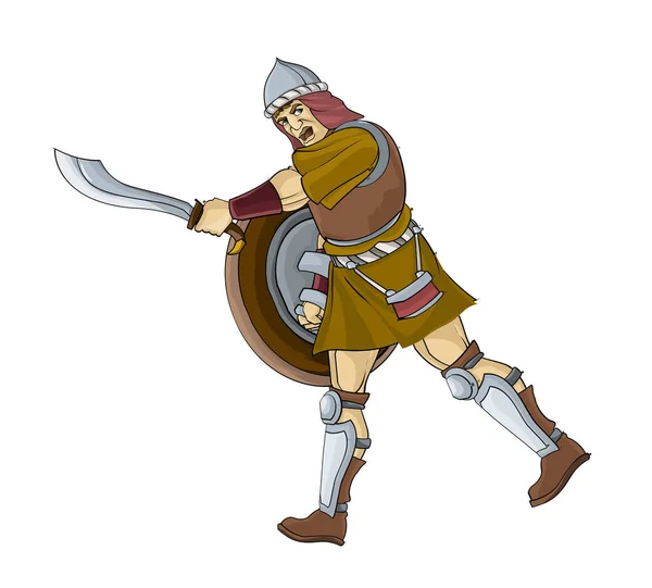 Cartoon Scene Soldier Fighting White Background Illustration Children ...