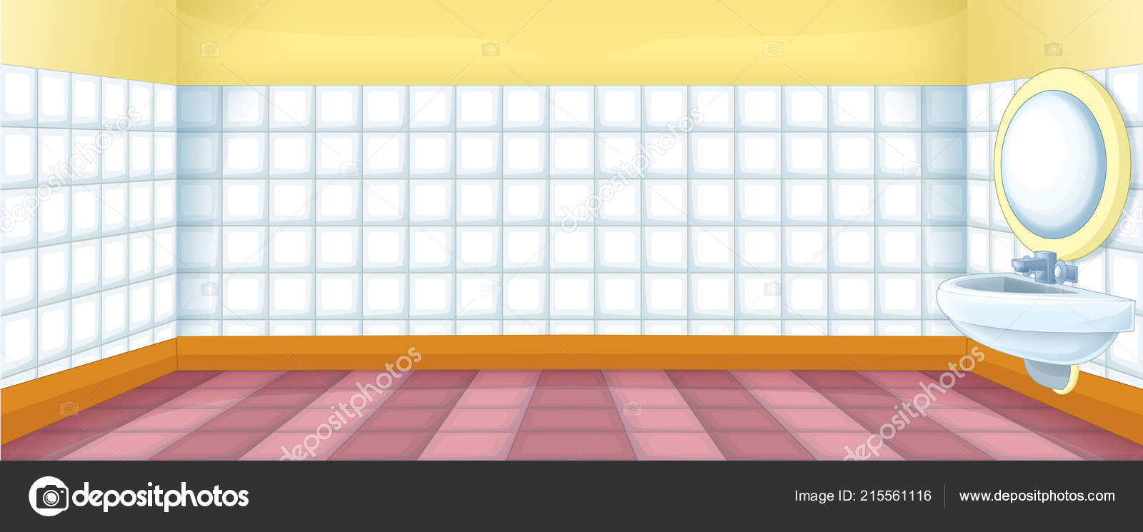 Escena Dibujos Animados Con Colorido Baño Vacío Ilustración Para Niños ...