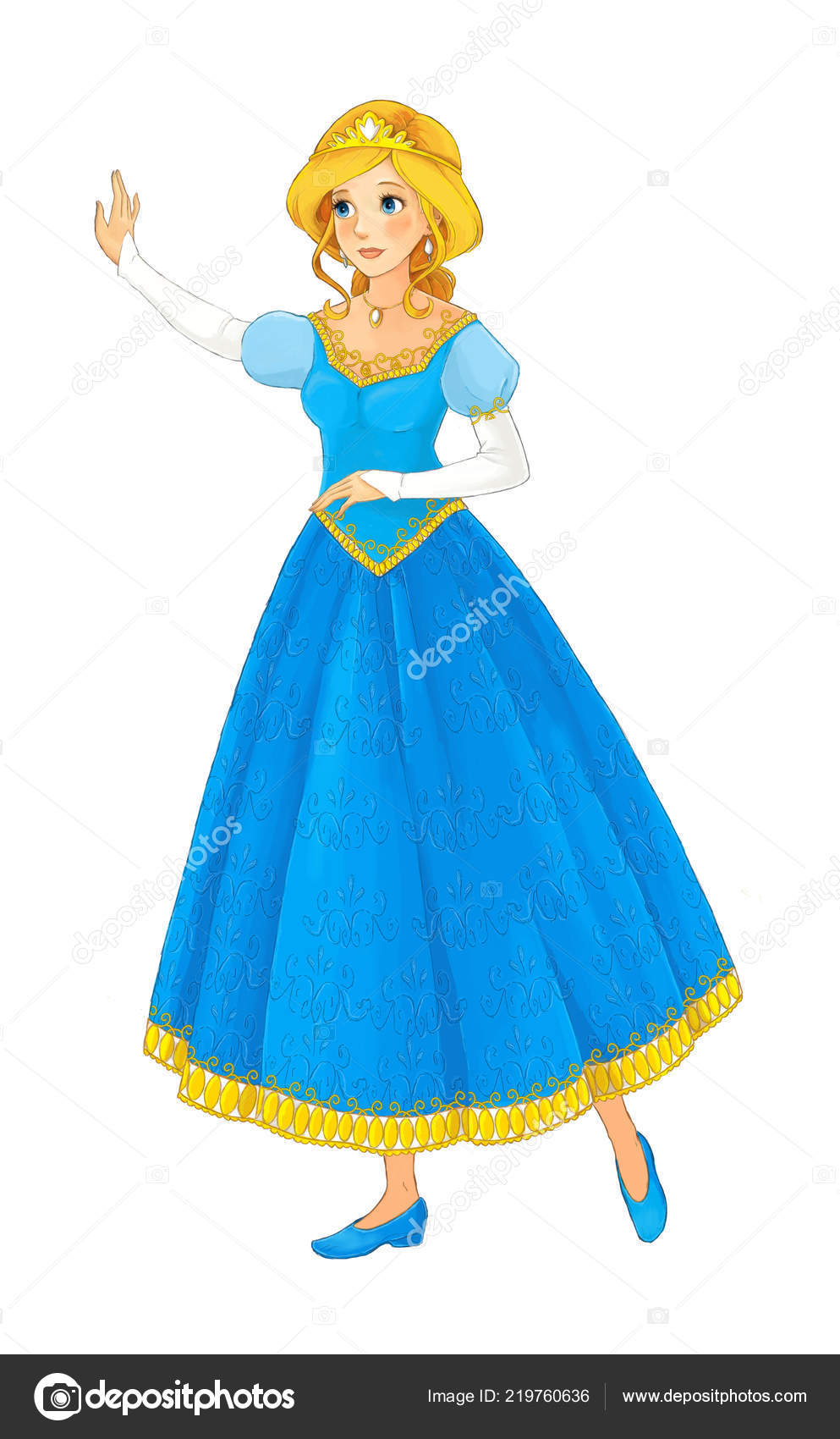 Beautiful Princess Blue Dress Fairytale Romantic Story Cartoon ...