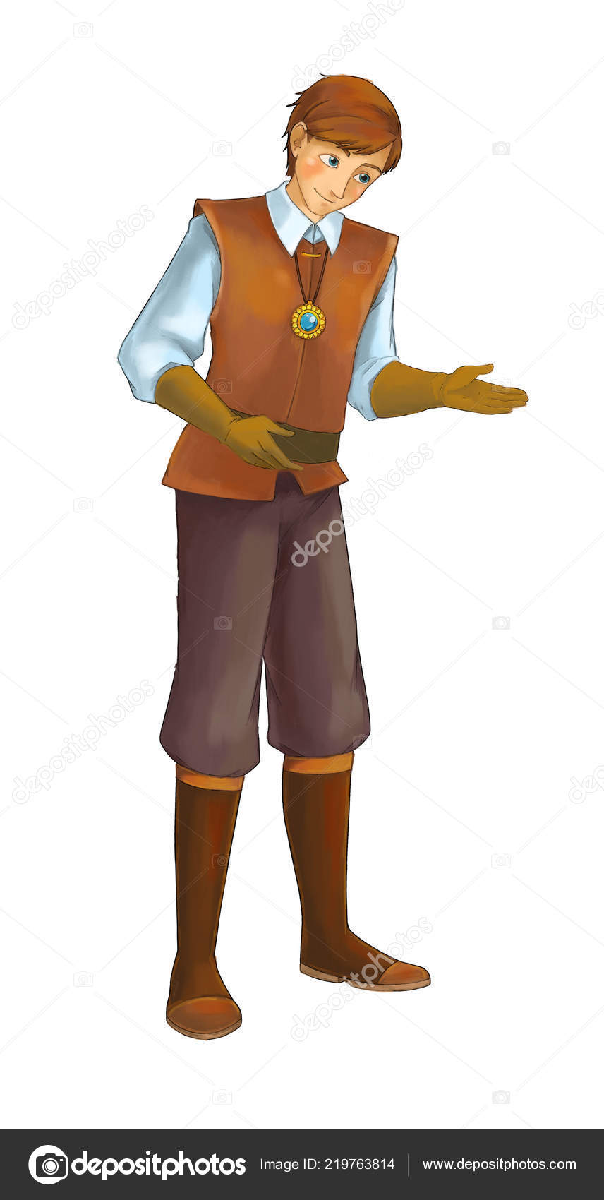 Cartoon Scene Beautiful Handsome Prince White Background Illustration ...