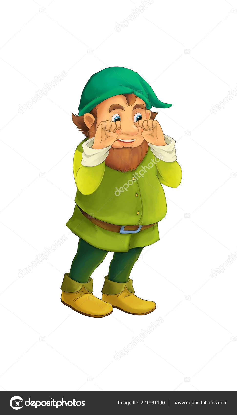 Cartoon Scene Fantasy Dwarf Doing Some Activity White Background ...