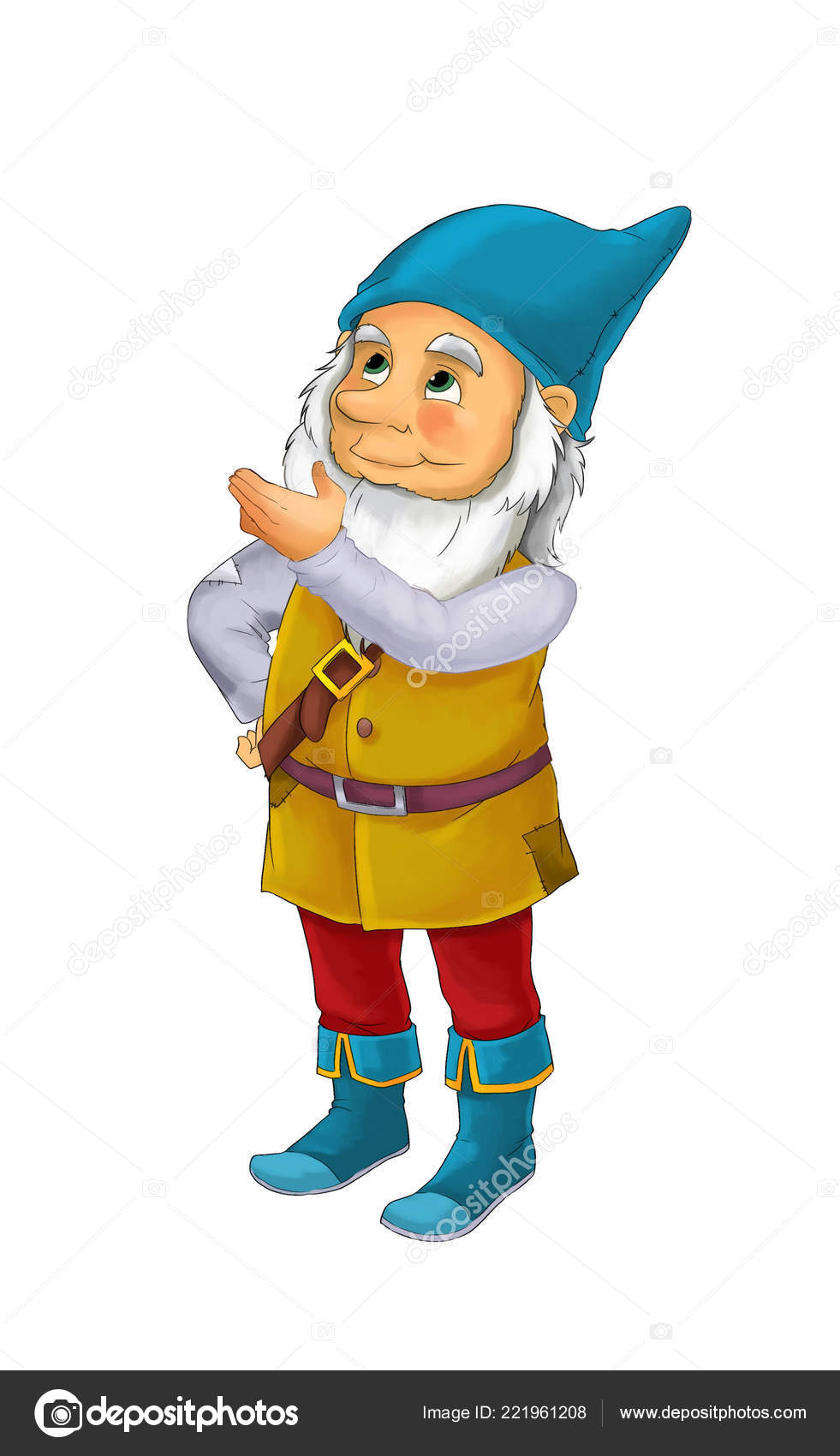 Cartoon Scene Fantasy Dwarf Doing Some Activity White Background ...