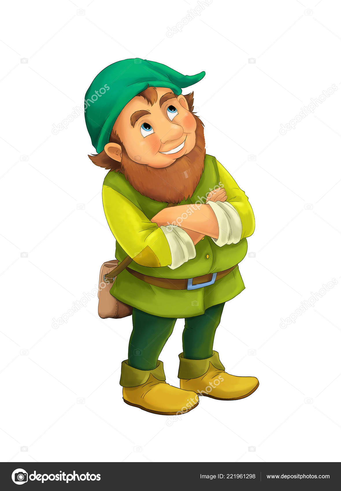 Cartoon Scene Fantasy Dwarf Doing Some Activity White Background ...