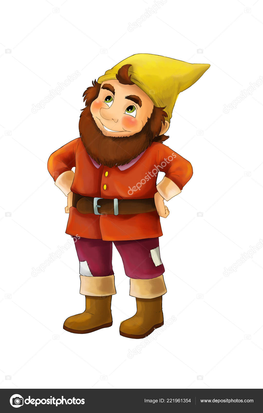 Cartoon Scene Fantasy Dwarf Doing Some Activity White Background ...