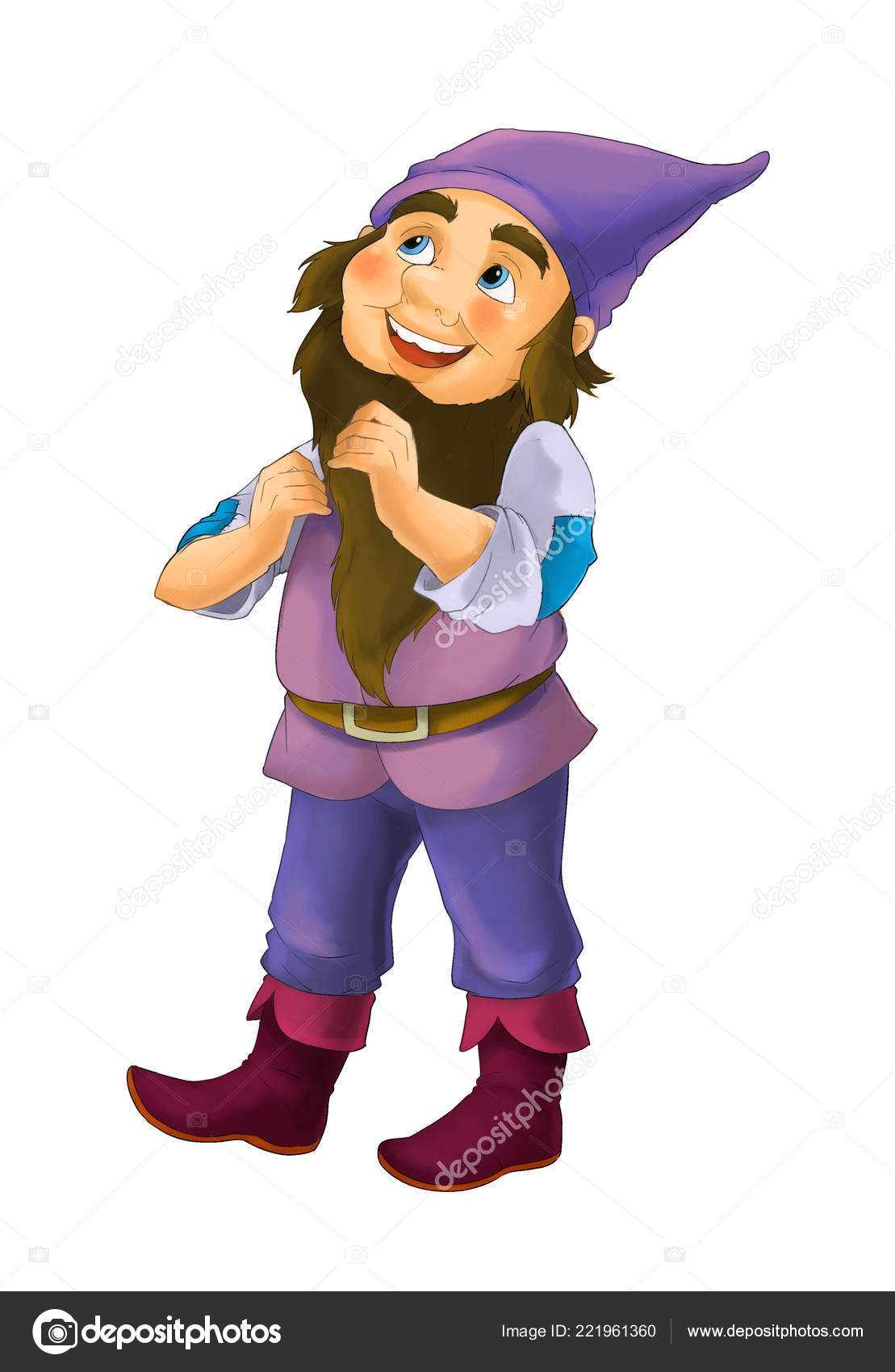 Cartoon Scene Fantasy Dwarf Doing Some Activity White Background ...