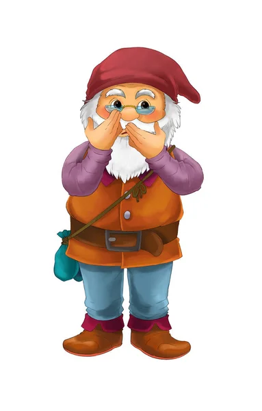 Cartoon Scene Fantasy Dwarf Doing Some Activity White Background ...
