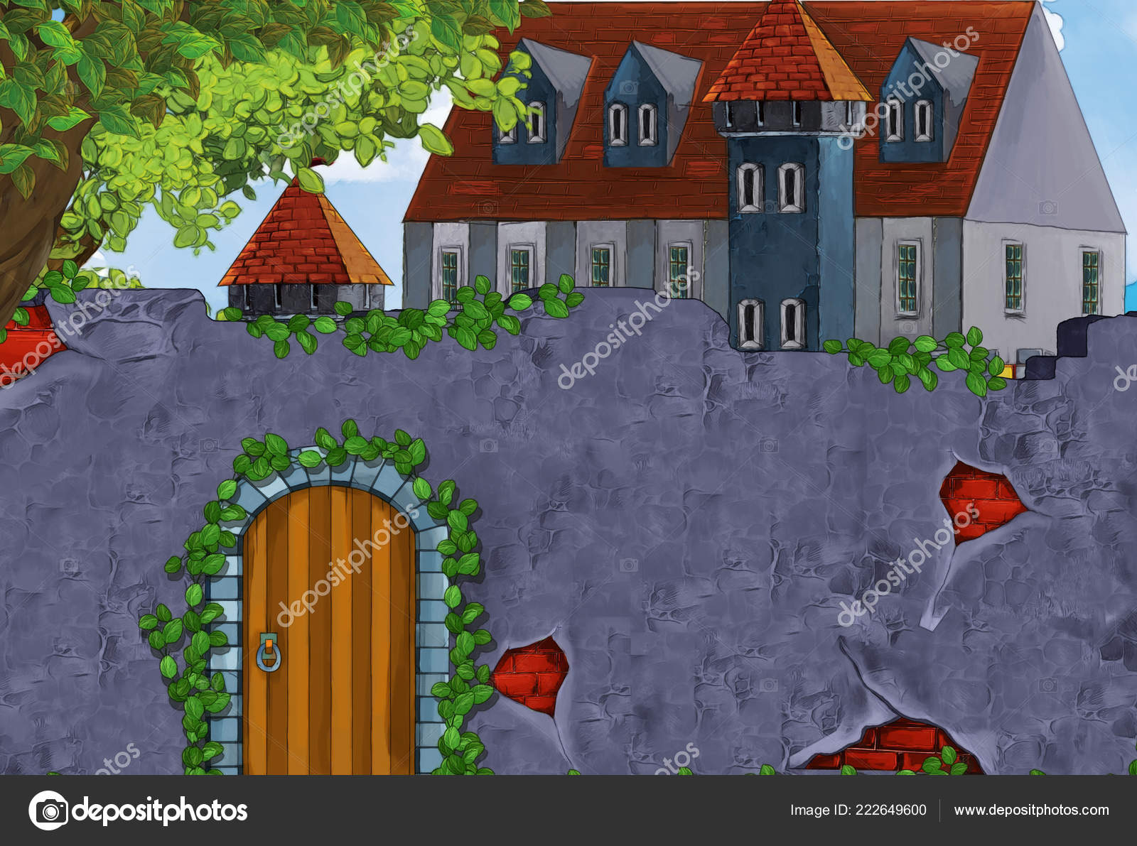 Cartoon Happy Scene Castle Forest Stage Different Usage Illustration ...