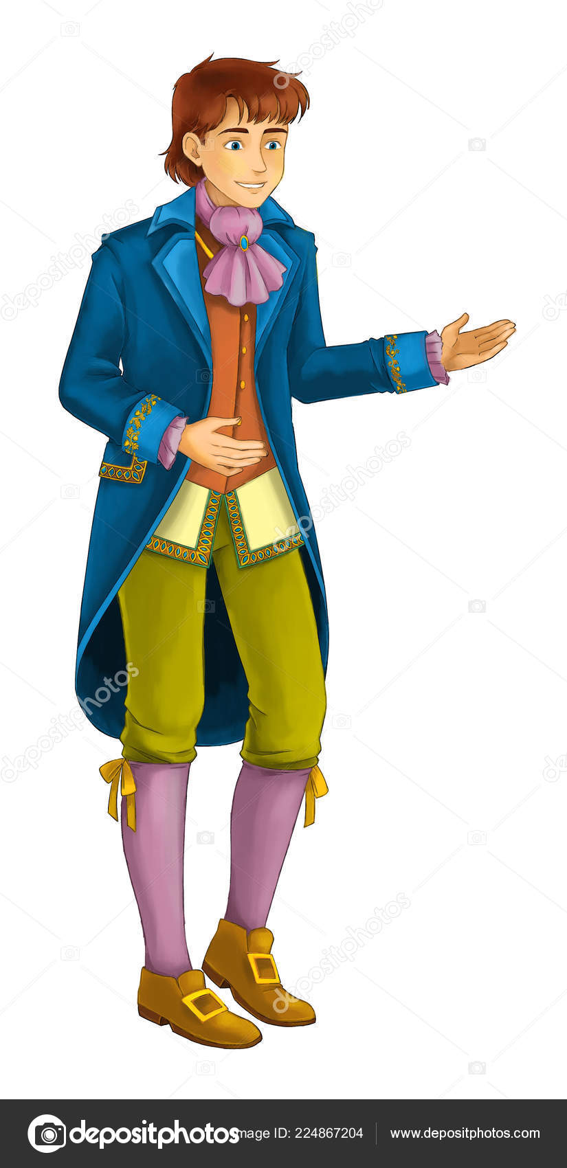 Cartoon Scene Beautiful Handsome Prince White Background Illustration ...