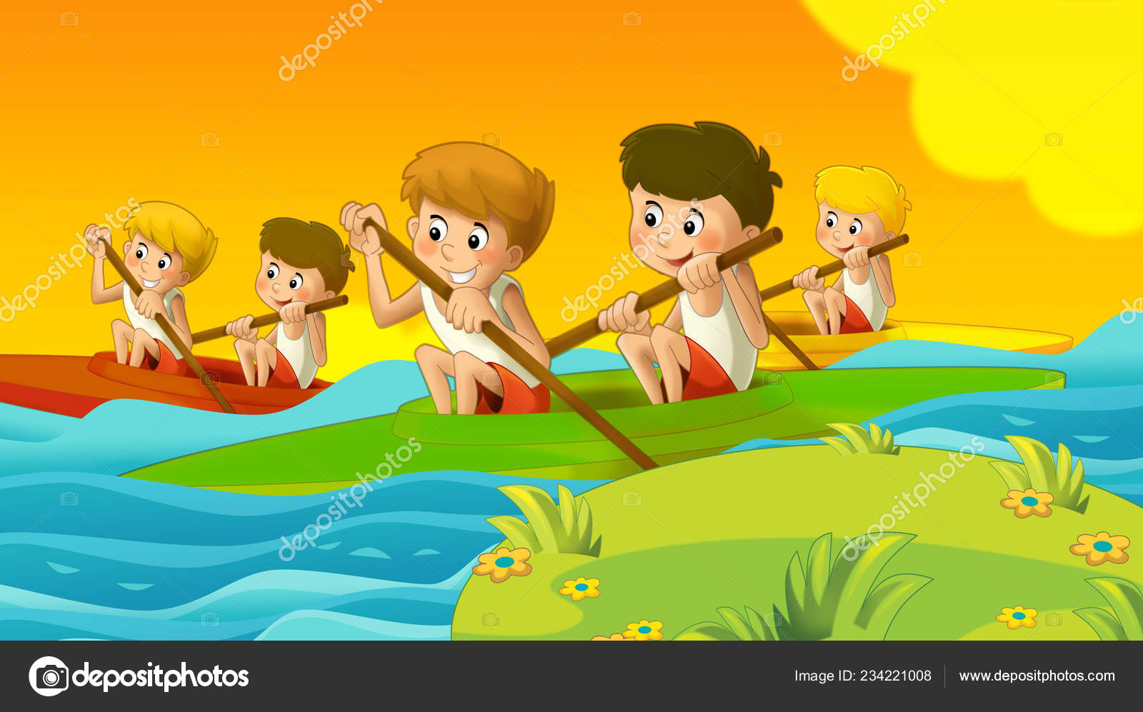 Cartoon Summer Background Kids Training Nature Space Text Illustration ...