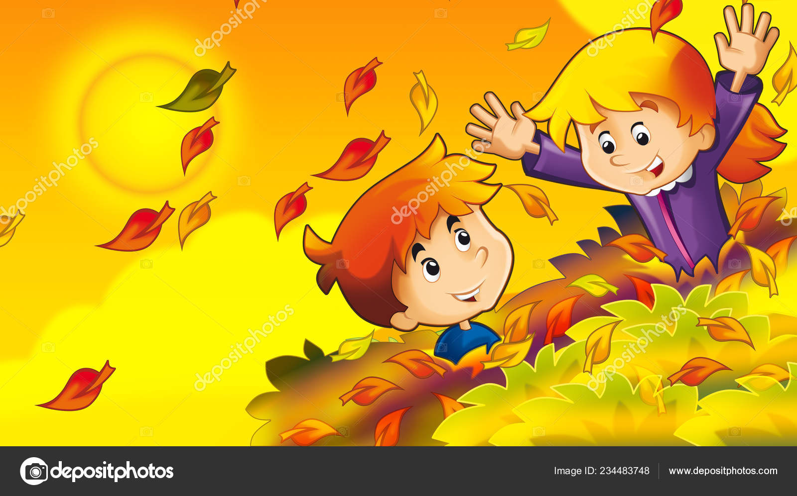 Cartoon Happy Funny Scene Kids Park Having Fun Illustration Children ...