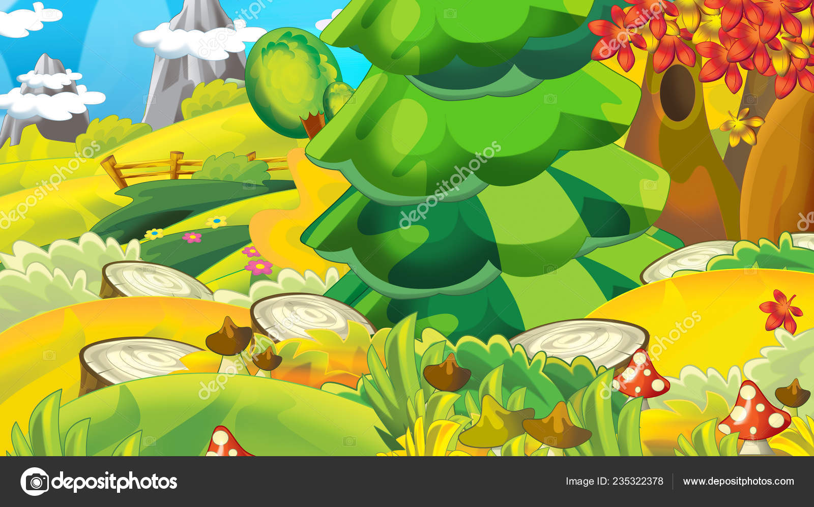 Cartoon Mit Waldhintergrund