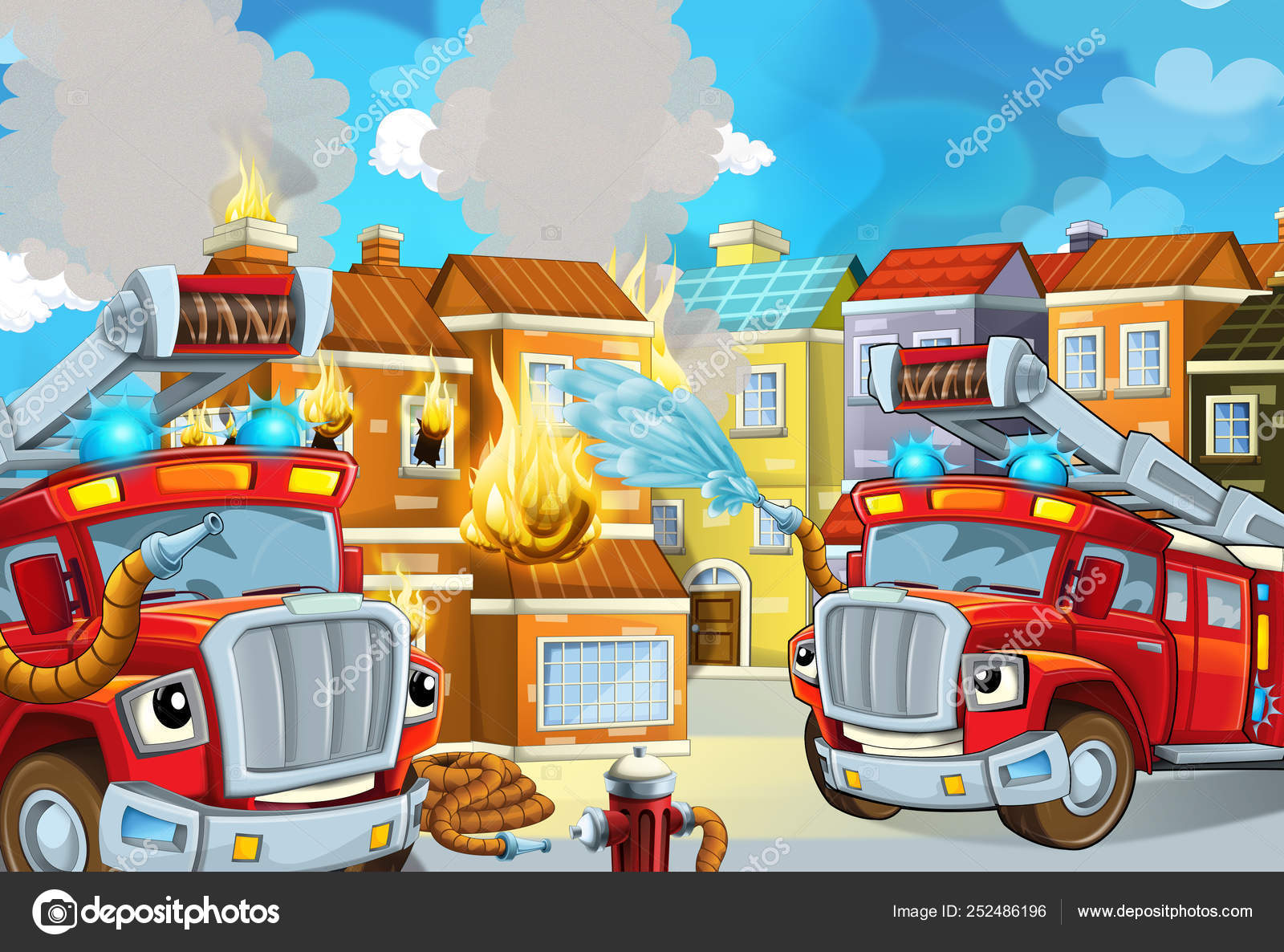 Burning Building Cartoon
