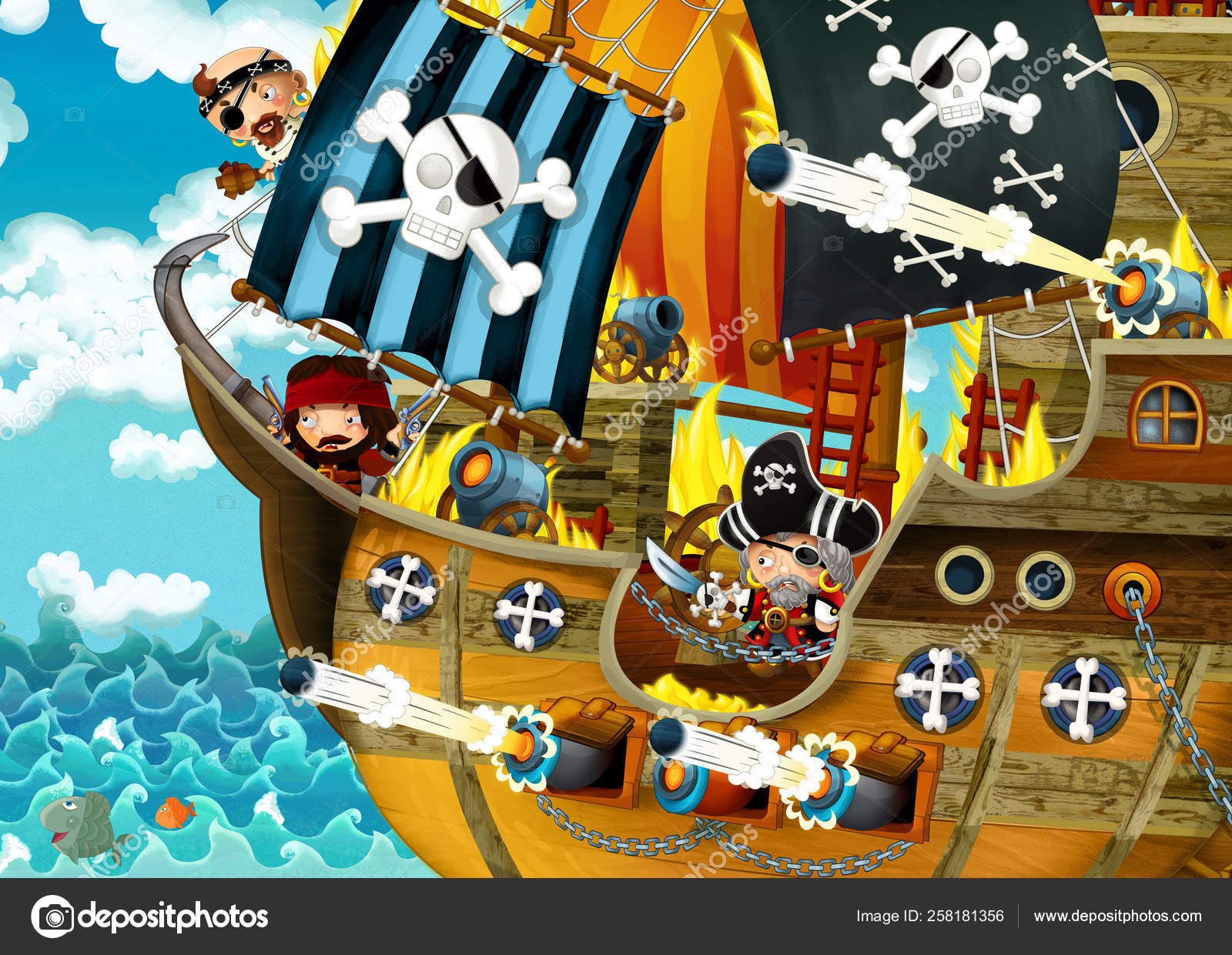 Cartoon Pirate Ship Deck