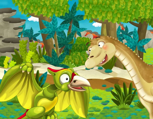 Cartoon Scene Dinosaur Apatosaurus Diplodocus Brontosaurus Some Other ...