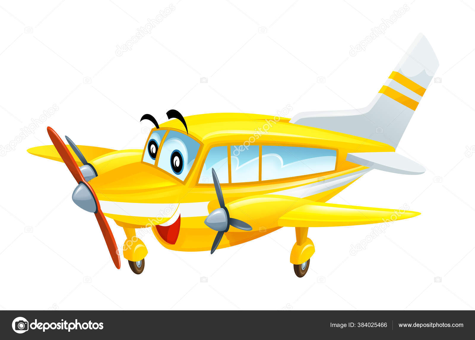 Cartoon Happy Plane Machine White Background Illustration Children ...