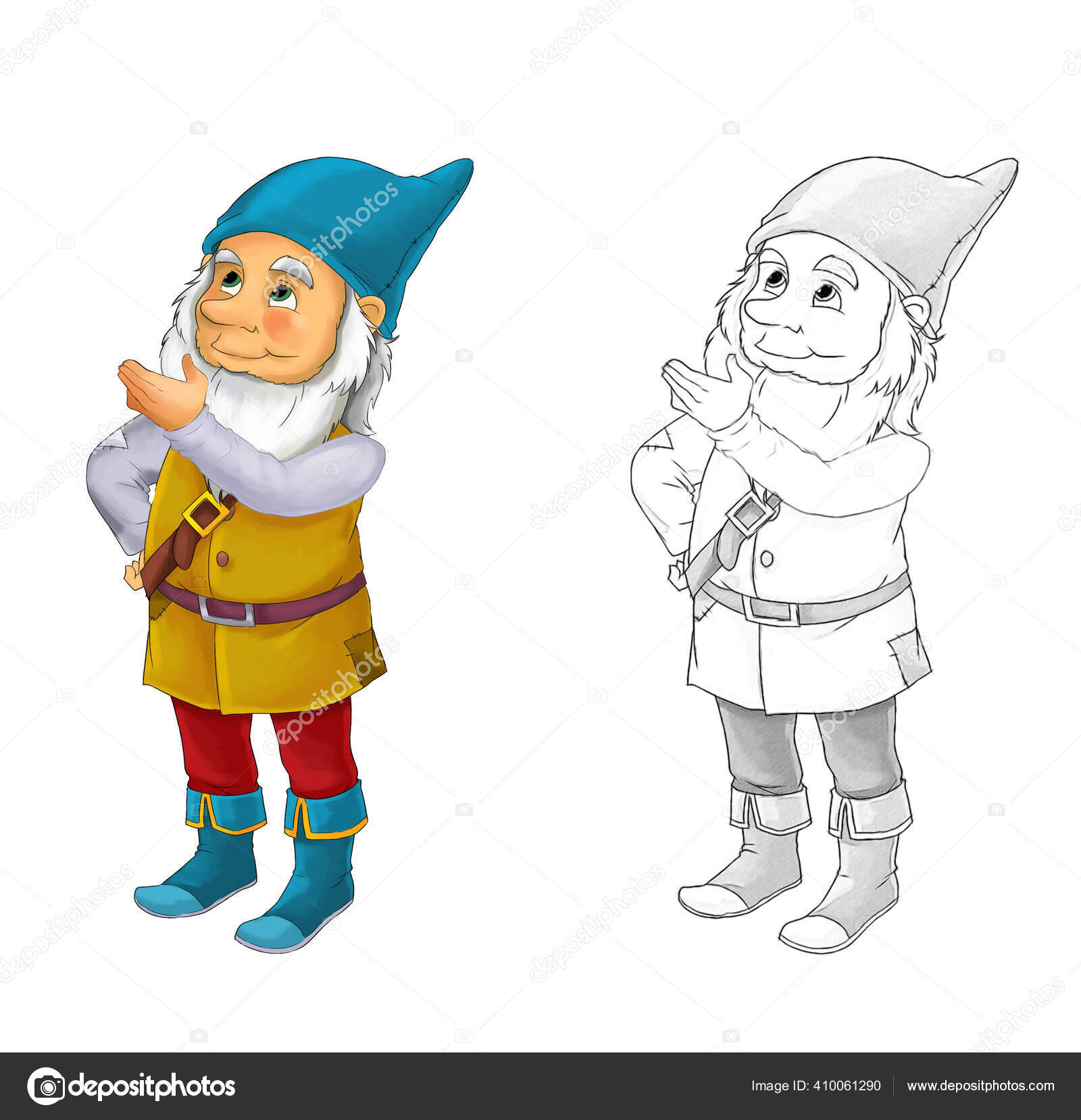 Cartoon Dwarf Sketch White Background Illustration Children Stock ...
