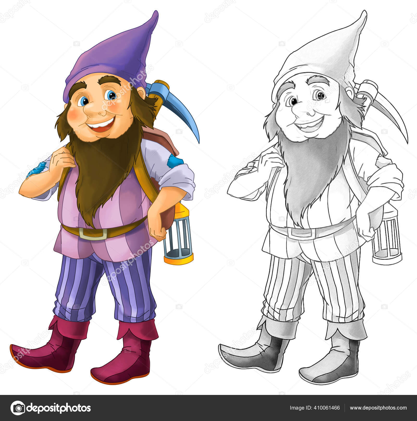Cartoon Dwarf Sketch White Background Illustration Children Stock ...