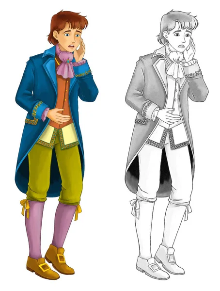 Cartoon Scene Beautiful Handsome Prince White Background Illustration ...