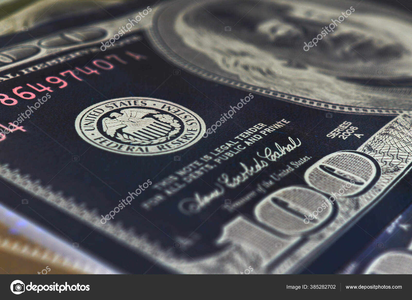 American Money Bill Face Value 100 Dollars Old Type Close — Stock Photo ...