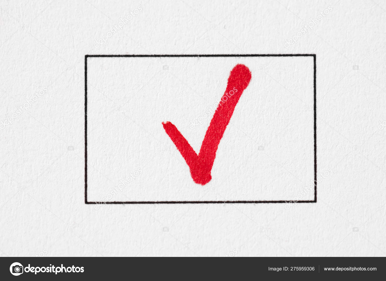 Red check mark drawn with marker on paper, macro photo — Stock Photo ...