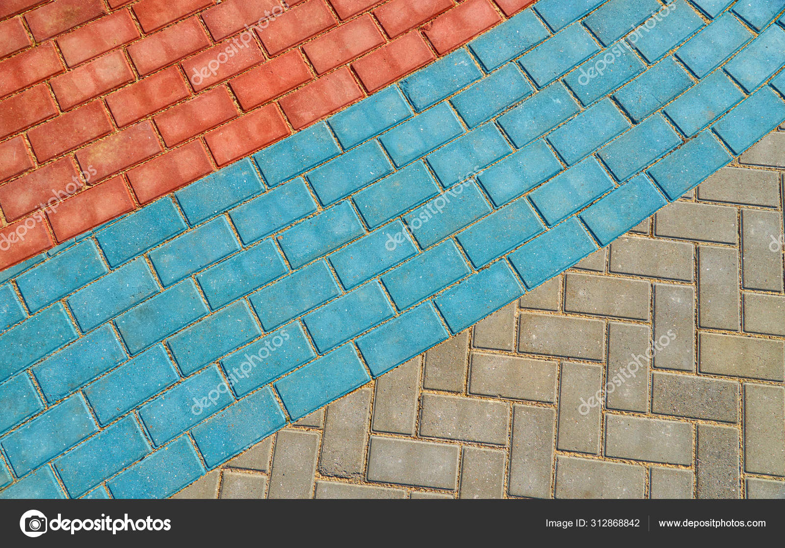 Red and blue paving tiles for background or texture Stock Photo by ...