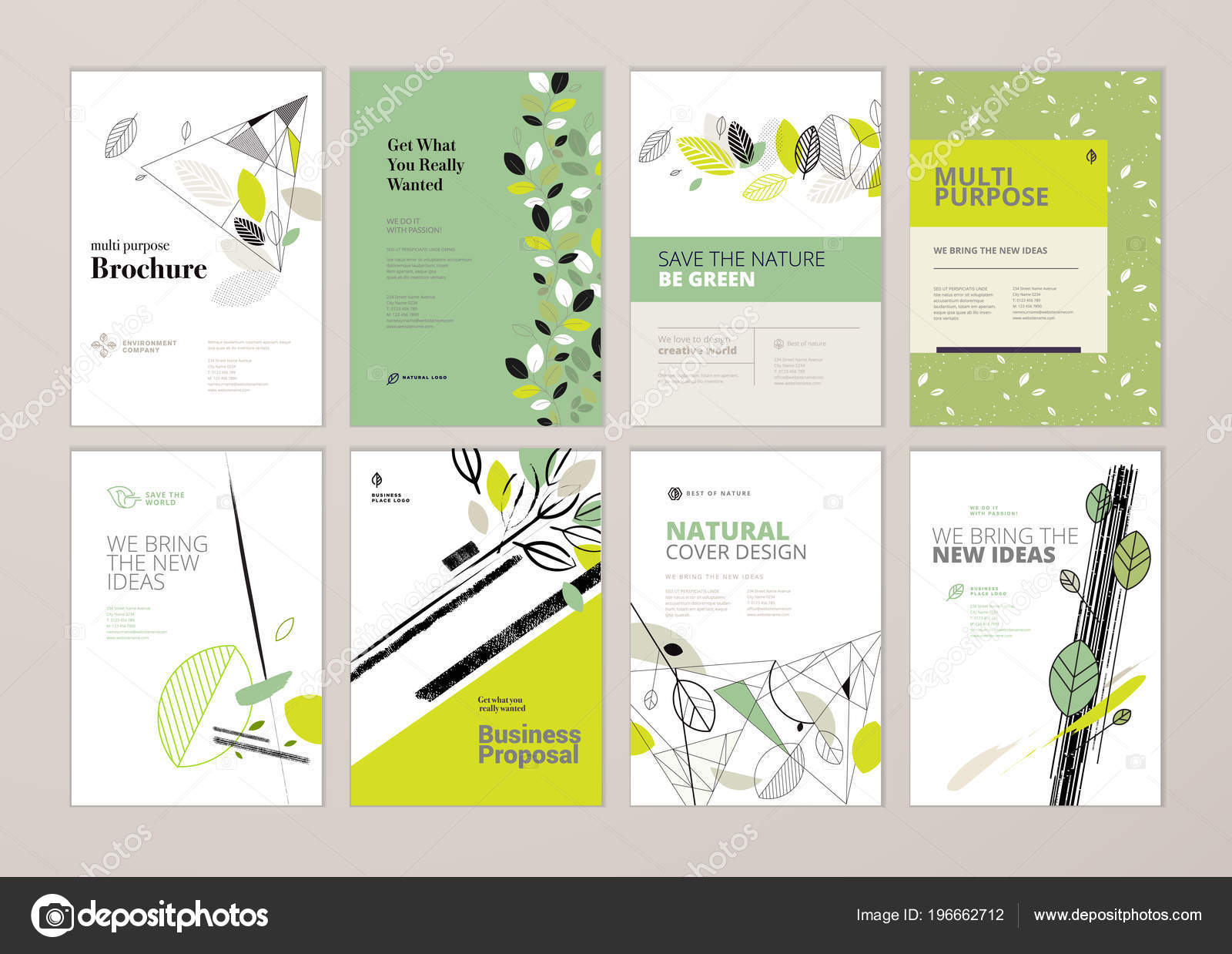 Set Brochure Annual Report Cover Design Templates Subject Nature ...