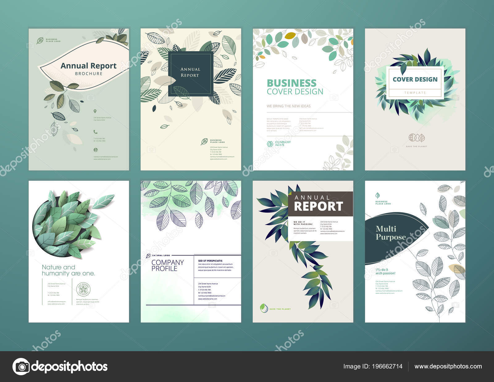 Set Brochure Annual Report Cover Design Templates Subject Nature ...