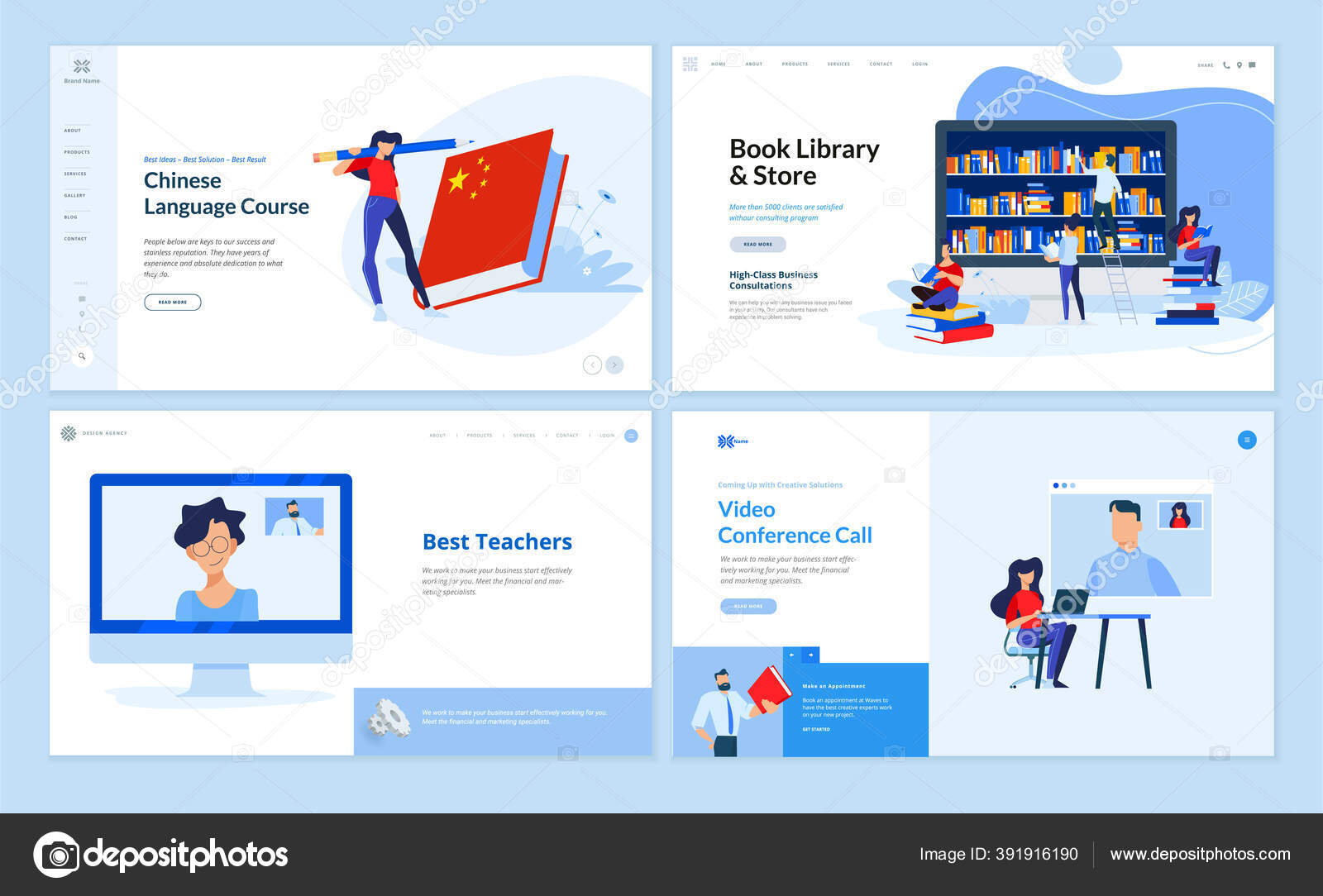 Web Page Design Templates Language School Book Library Store Distance ...