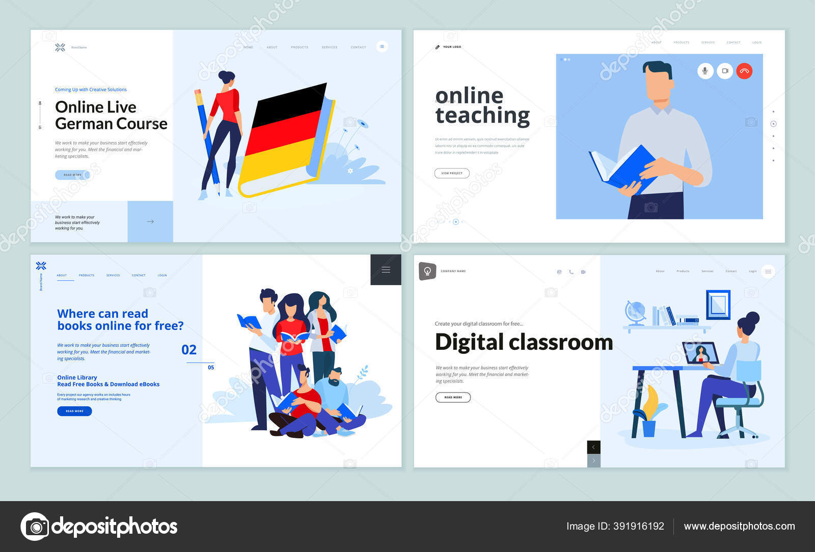 Web Page Design Templates Digital Classroom Online Teaching Book ...